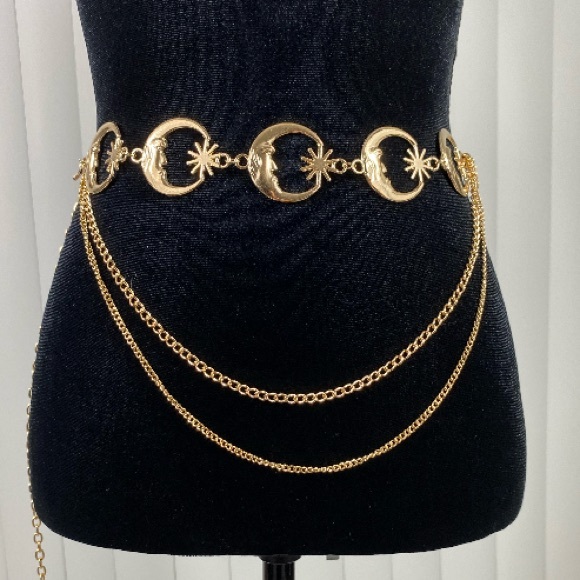 Accessories | Celestial Crescent Moon Multi Layer Chain Statement Belt ...